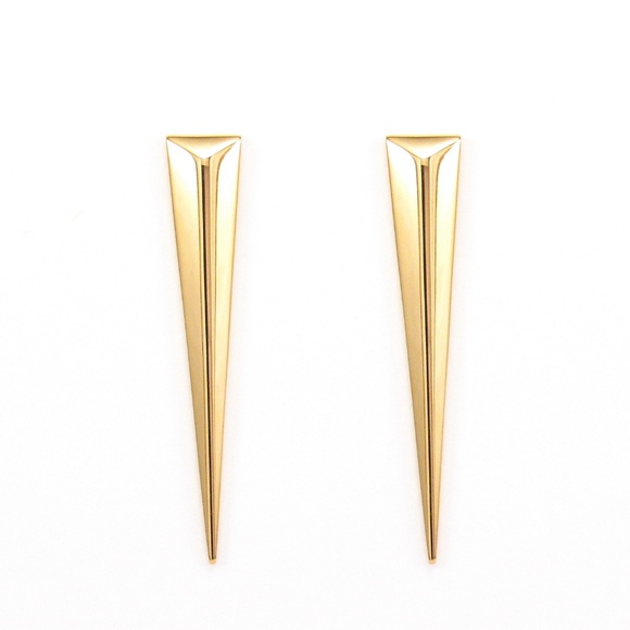 MonaBella | Jewelry | Gold 2 Triangle Vertical Spike Statement Earrings ...
